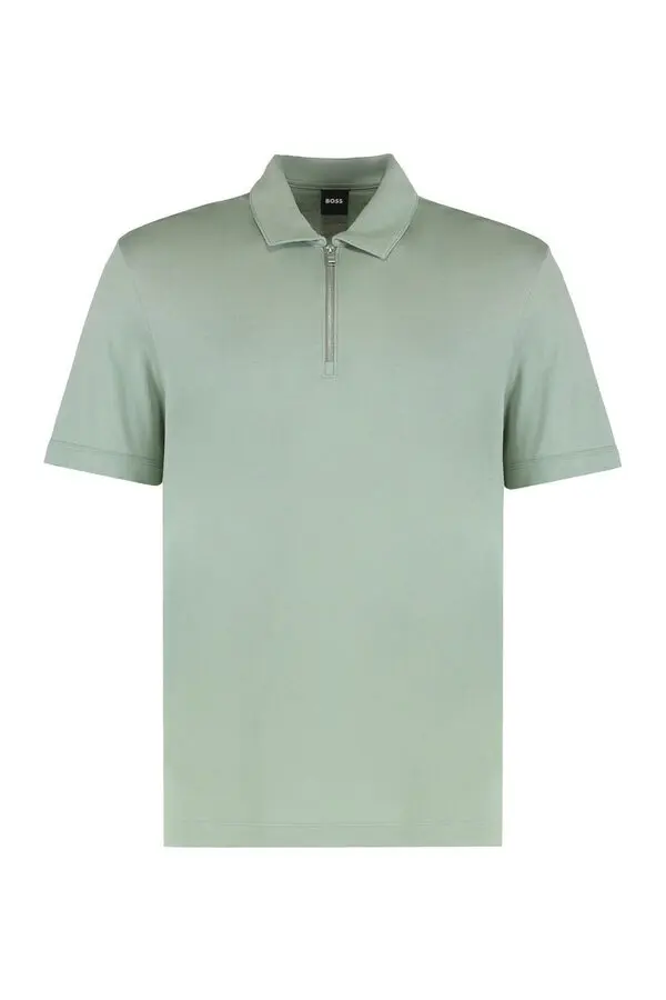 BOSS Pique Cotton Blend Polo - Green