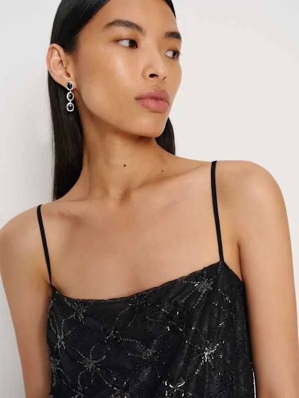 REFORMATION Ines Sequin Top - Black