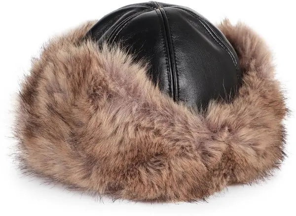 STAND STUDIO Sable Faux Leather Trapper Hat - Black