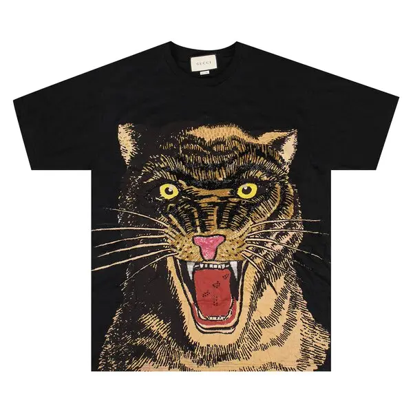 Gucci Embroidered Tiger Oversized T-shirt - Black