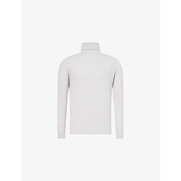 Eleventy Roll-neck Ribbed Cashmere Jumper - Light Melange Gray