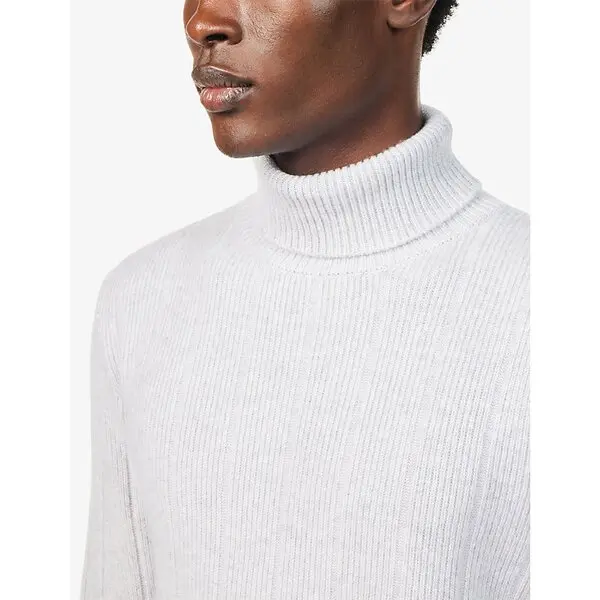 Eleventy Roll-neck Ribbed Cashmere Jumper - Light Melange Gray
