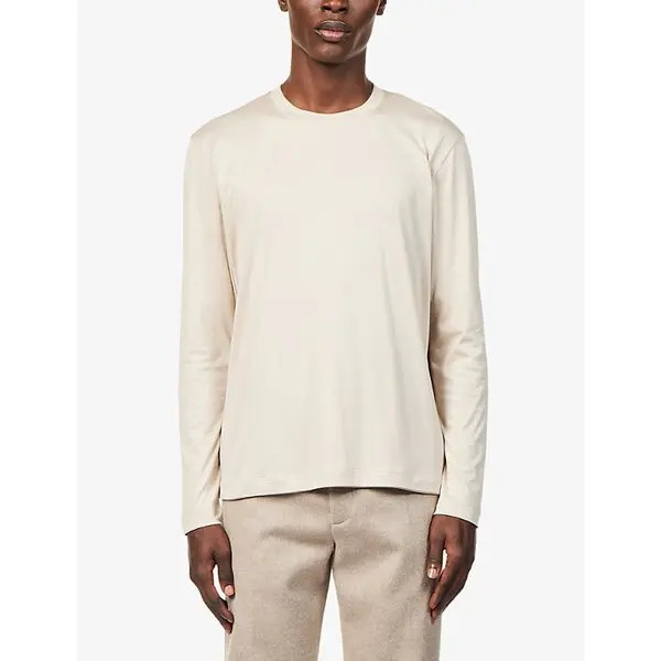 Eleventy Crewneck Long-sleeves Stretch-cotton Top