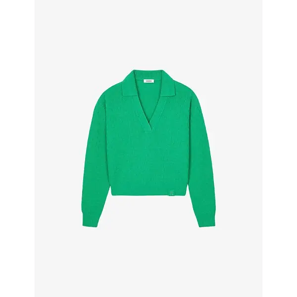 Sandro Polo-collar Wool And Cashmere-blend Jumper - Green