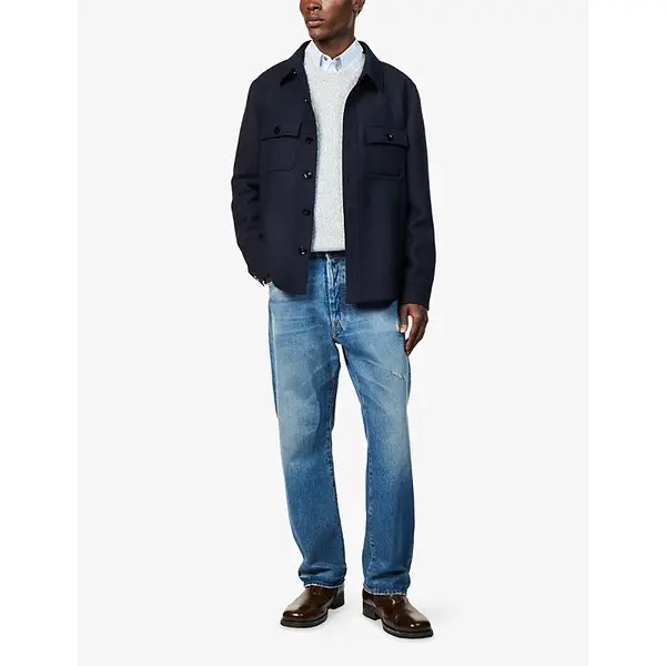Eleventy Wool Knitted Crewneck Jumper - Denim