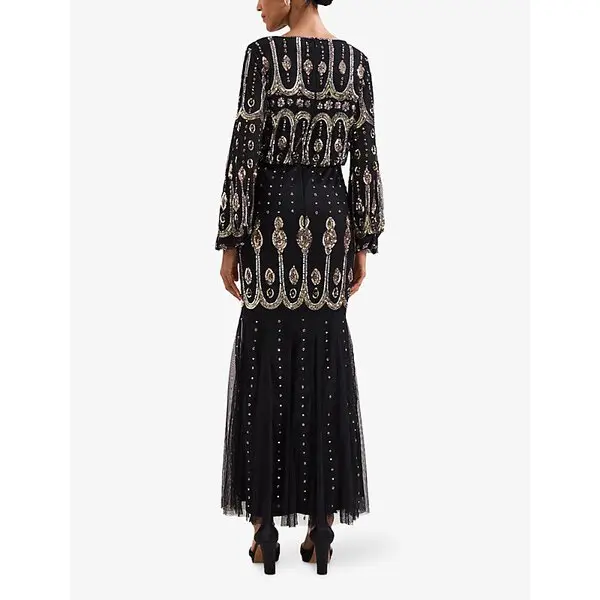 phase eight sequin maxi dress Lelo Sequin Long Sleeved Maxi Dress