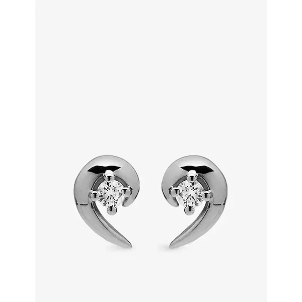 SHAUN LEANE Talon Diamond Stud Earrings - Silver