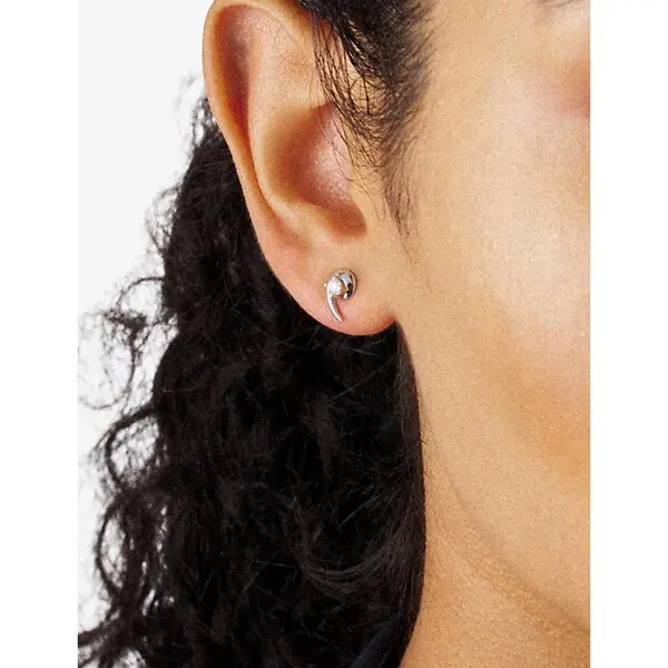SHAUN LEANE Talon Diamond Stud Earrings - Silver