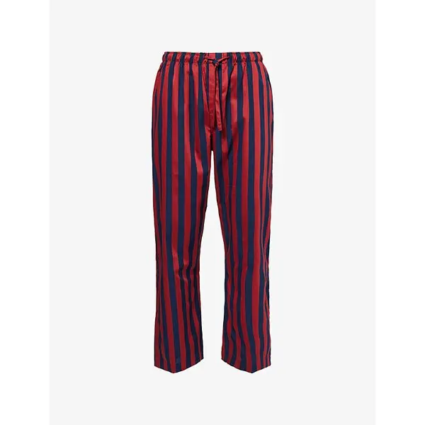 Derek Rose Striped Cotton-poplin Pyjama Bottoms - Navy