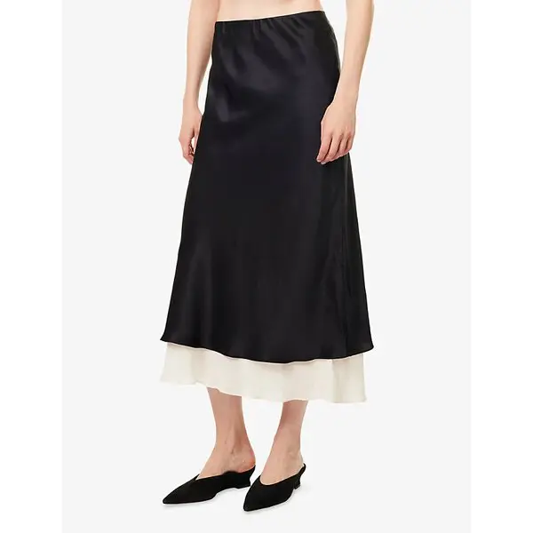 REFORMATION Silk Midi Skirt