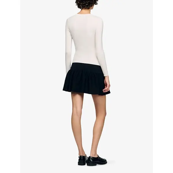 Sandro Cropped Two-tone Stretch-knit Dress