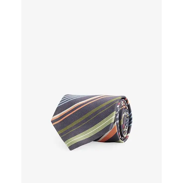 Paul Smith Regular-stripe Silk Tie - Blue