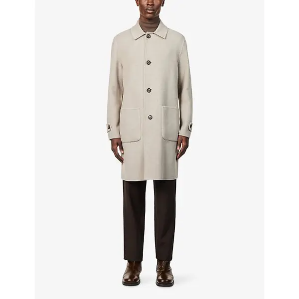Eleventy Reversible Long-sleeve Wool Overcoat