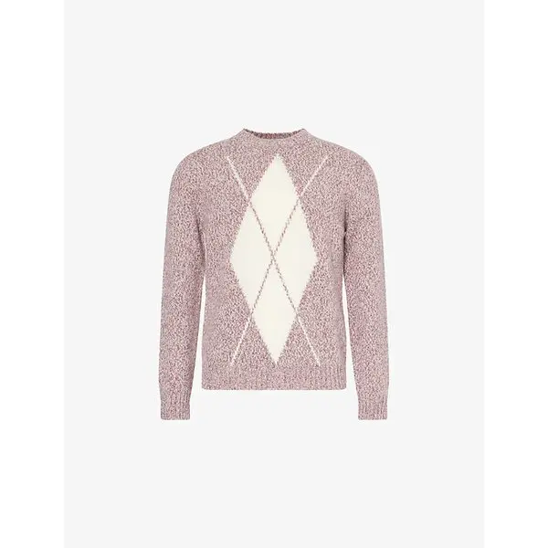 Eleventy Diamond-pattern Crewneck Wool Jumper