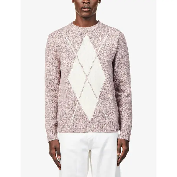Eleventy Diamond-pattern Crewneck Wool Jumper