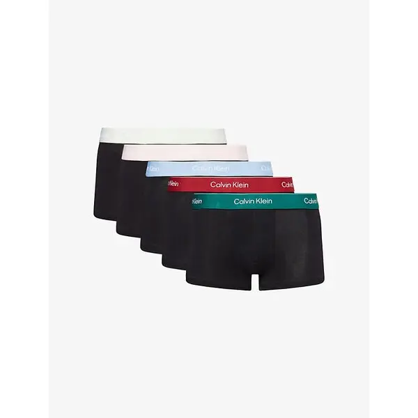 Calvin Klein Icon Low-rise Pack Of Five Stretch-cotton Trunks - B-f By, Fj,gr,tf, Ppri