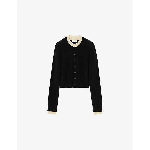 Sandro Pointelle-collar Wool Cardigan