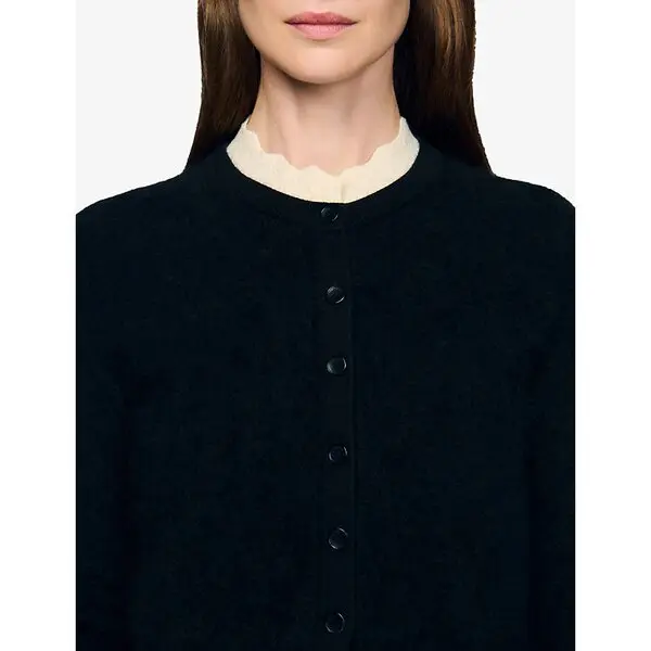 Sandro Pointelle-collar Wool Cardigan