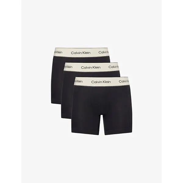 Calvin Klein Heritage Branded Pack Of Three Stretch-cotton Boxer Briefs - Black, Black, Black