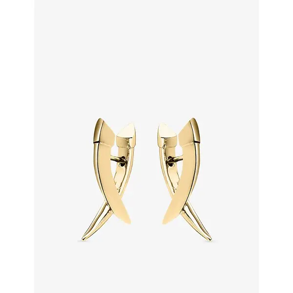 SHAUN LEANE Sabre Mini Cross-over Earrings - Yellow Gold Vermeil
