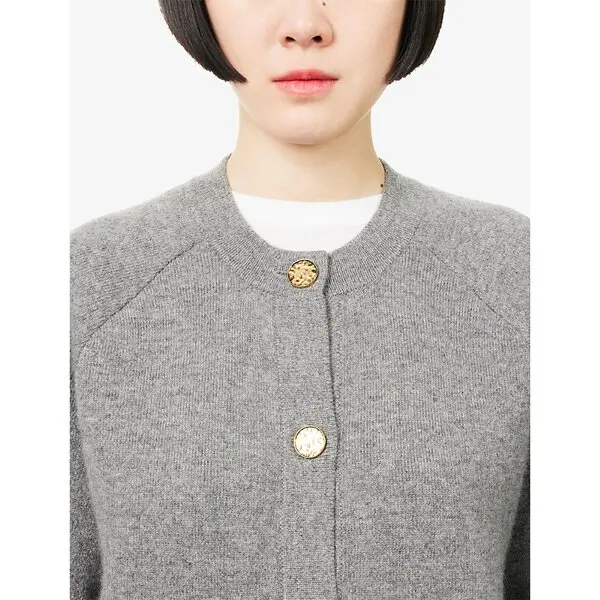 TOTEME Hammered Button Round-neck Wool-blend Cardigan