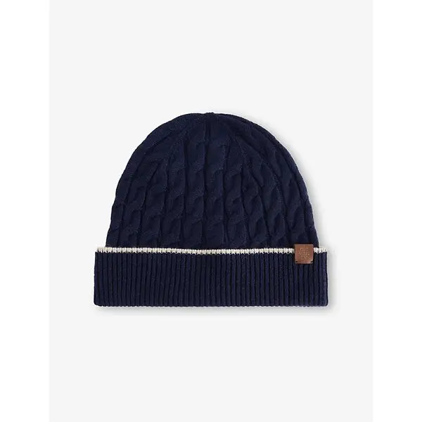 Eleventy Cable-knit Cashmere Beanie - Blue Sand