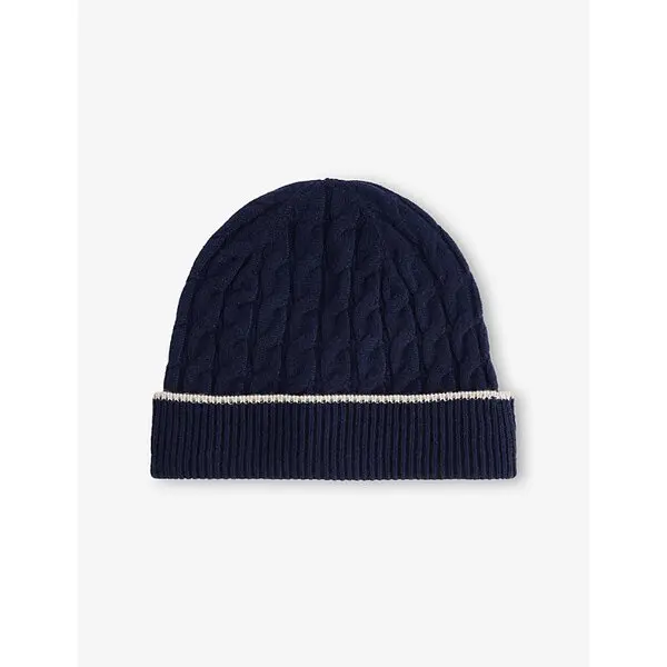 Eleventy Cable-knit Cashmere Beanie - Blue Sand