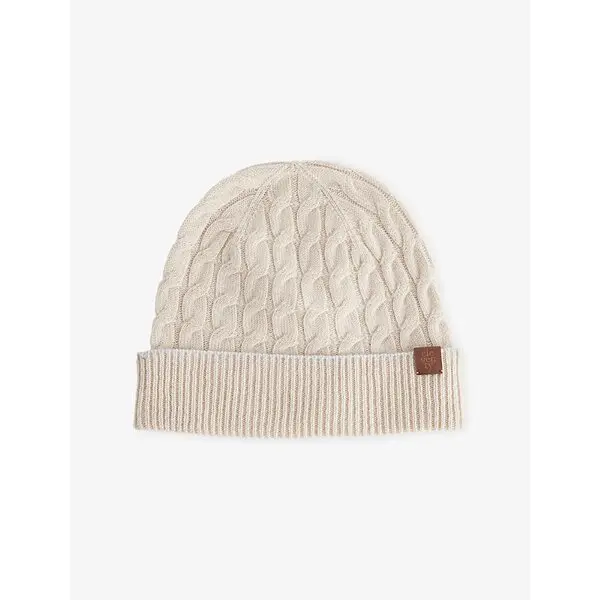 Eleventy Cable-knit Cashmere Beanie - Sabbia E Grigio Chiaro