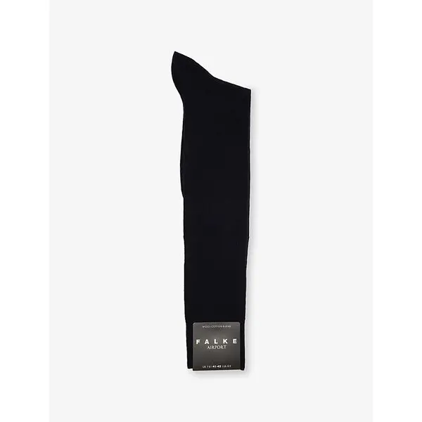 Falke Airport Knee-length Stretch Wool-blend Socks - Dark Navy
