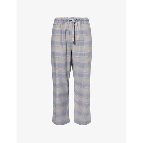 Derek Rose Houndstooth-plaid Straight-leg Cotton Pyjama Bottoms Xxl - Blue