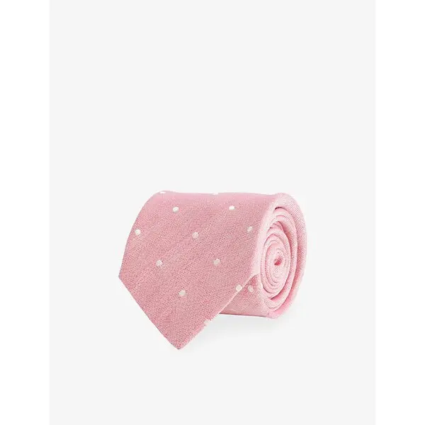 Paul Smith Oxford Polka-dot Linen And Silk-blend Tie - Pink