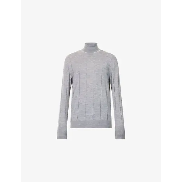 Eleventy Gauge Quarter-zip Wool Polo Top - Medium Gray Sand