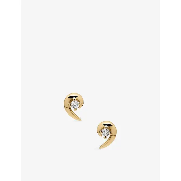 SHAUN LEANE Talon 18ct And 0.12ct Diamond Stud Earrings - Yellow Gold Vermeil
