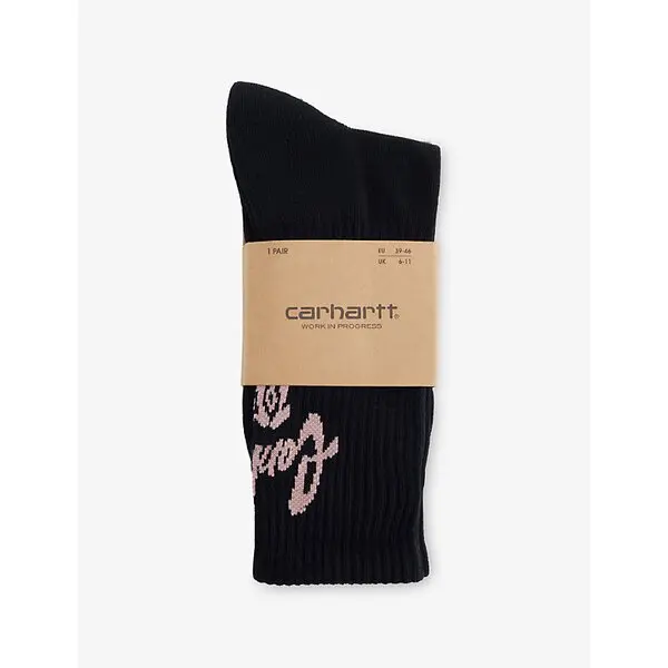 Carhartt Work In Progress Chedda Logo-print Socks - Black / Glassy Pink