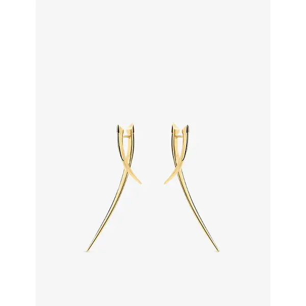 SHAUN LEANE Sabre Cross-over Earrings - Yellow Gold Vermeil