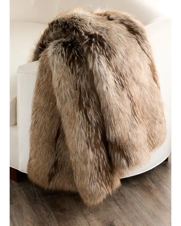 LYLA GRANT Faux Fox Throw, 60" X 72