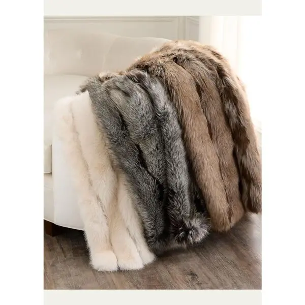 LYLA GRANT Faux Fox Throw, 60" X 72
