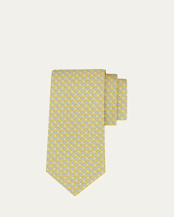 FERRAGAMO Fox Micro-print Neck Tie - Fgiallo