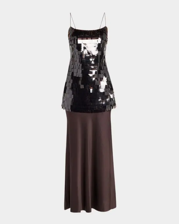 Staud Mesa Sequined Maxi Dress - Earth