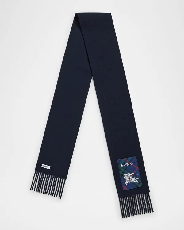 Burberry Cashmere Ekd Label Scarf - Dark Blue
