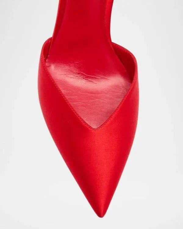 Rene Caovilla Snake Strass Satin Pumps - Red
