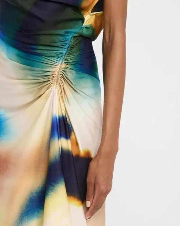 A.L.C. Penny Draped Satin Midi Dress - Multi
