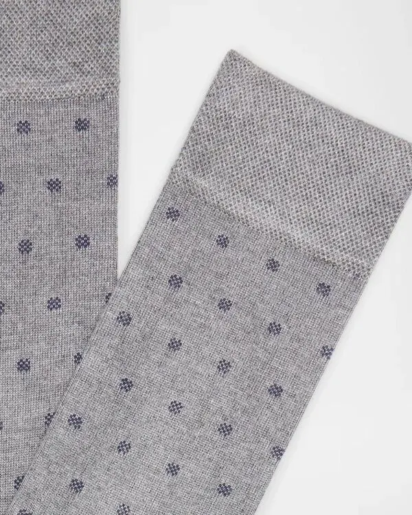 Marcoliani Modal Cashmere Polka Dot Mid-calf Socks - Silver Grey