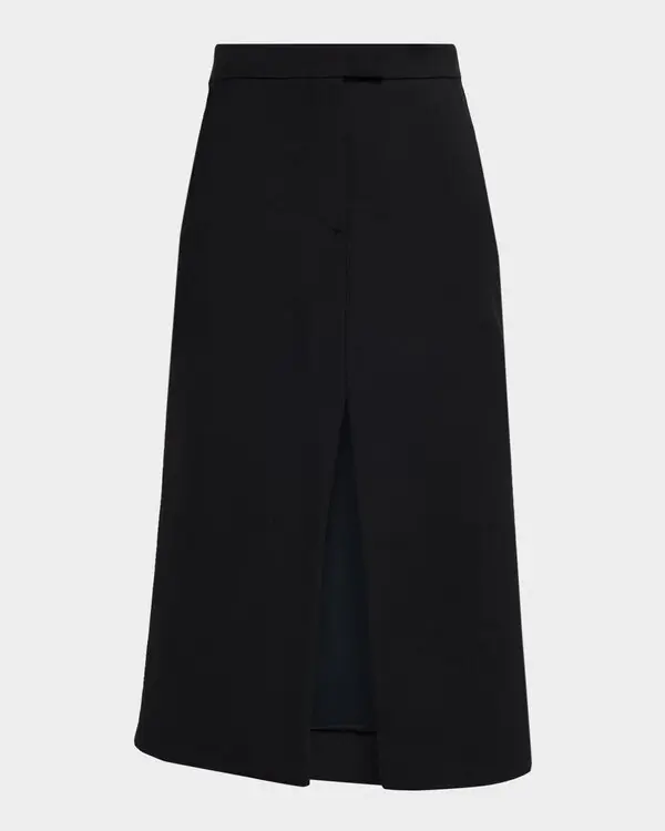 Alexander McQueen Wool-stretch Twill Slit Midi Skirt