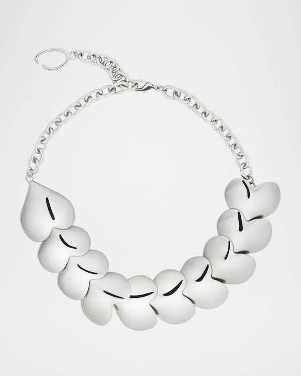 Oscar De La Renta Smooth Hearts Necklace - Silver