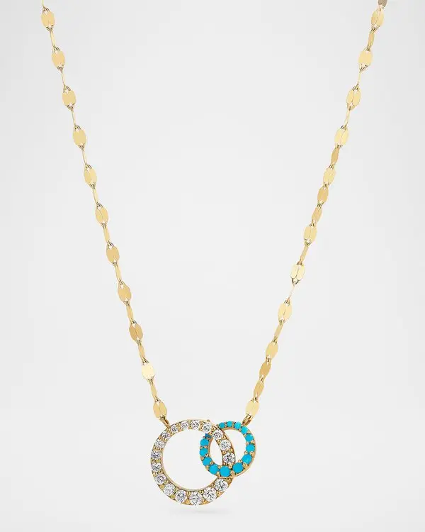 Lana Jewelry 14k Yellow Gold Interlocking Cusp Necklace With Diamond And Turquoise
