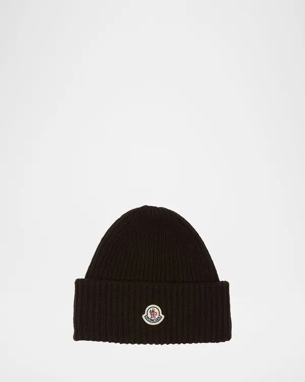 Moncler Cashmere And Wool Ribbed Beanie - Brown
