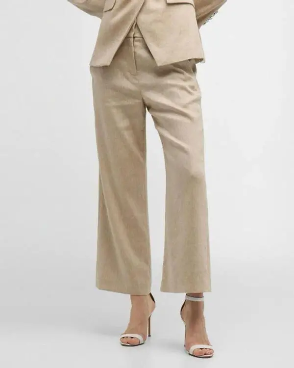 Veronica Beard Aubrie Wide-leg Linen Pants - Neutrl