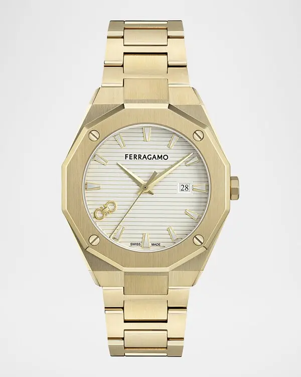 FERRAGAMO Edge 40mm Ip Yellow Bracelet Watch - Gold