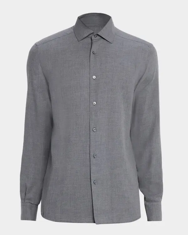 Zegna Melange Cashco Sport Shirt - Gray